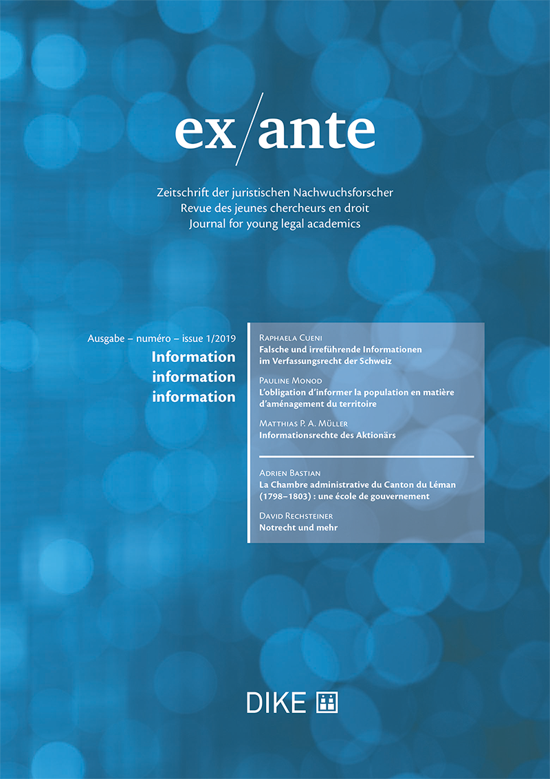 ex ante 1/2019 - DIKE Verlag